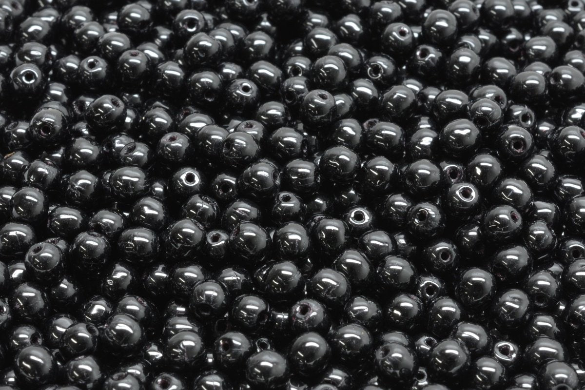 4mm Czech Round Druk Bead, Jet, 50 pieces | Michaels