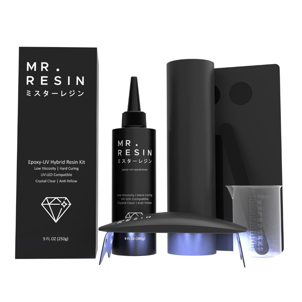 Mr.Resin Black Line Starter Kit 250g Crystal Clear Uv Resin for Jewelry ...