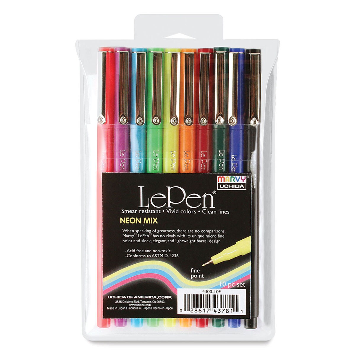 Marvy Uchida LePen Fine Line Marker Set - Neon Colors, Set of 10 | Michaels