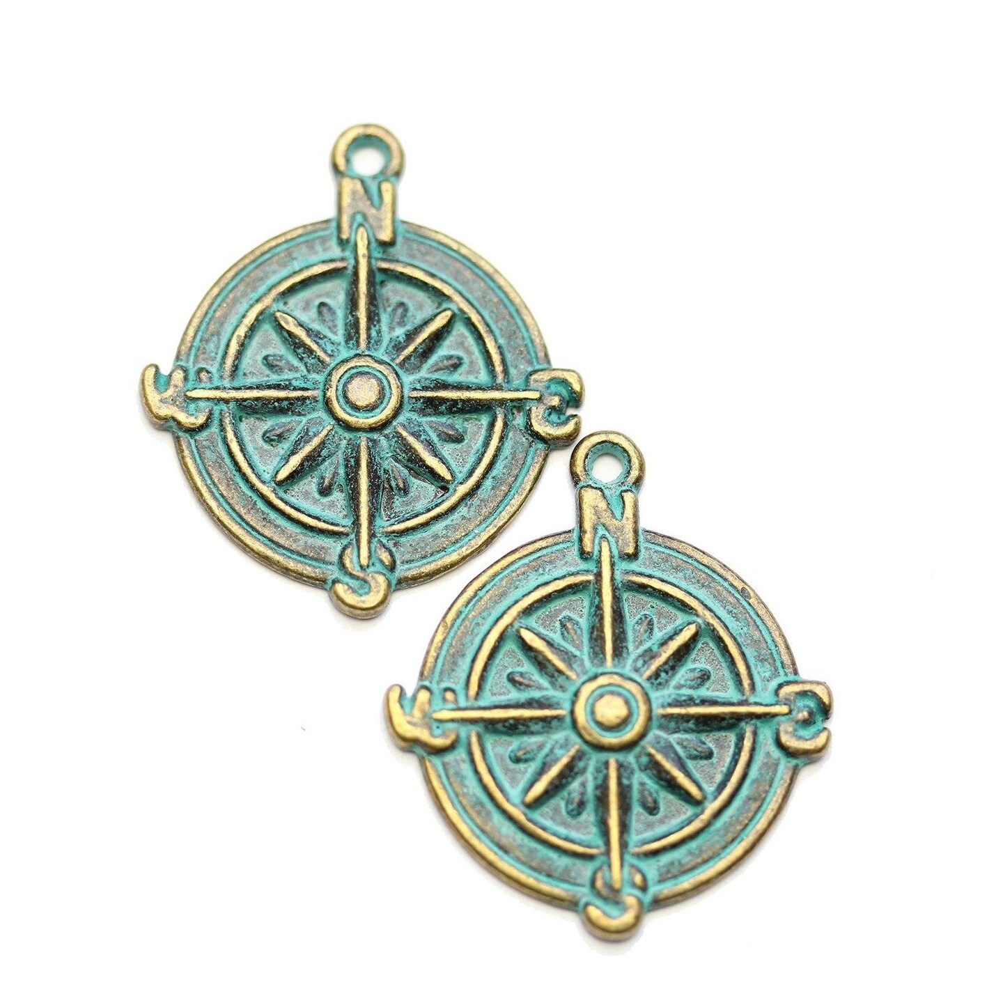 Brass Patina Plated Compass 25mm Charms - 2pcs | Michaels