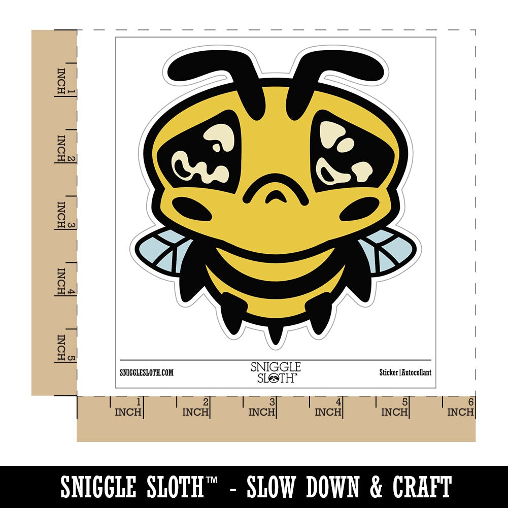 Cute Bee Sad Waterproof Vinyl Phone Tablet Laptop Water Bottle Sticker ...