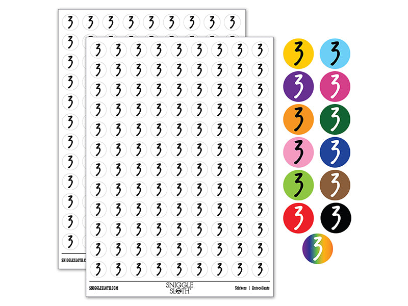 Number 3 Three Felt Marker Font 200+ 0.50" Round Stickers | Michaels