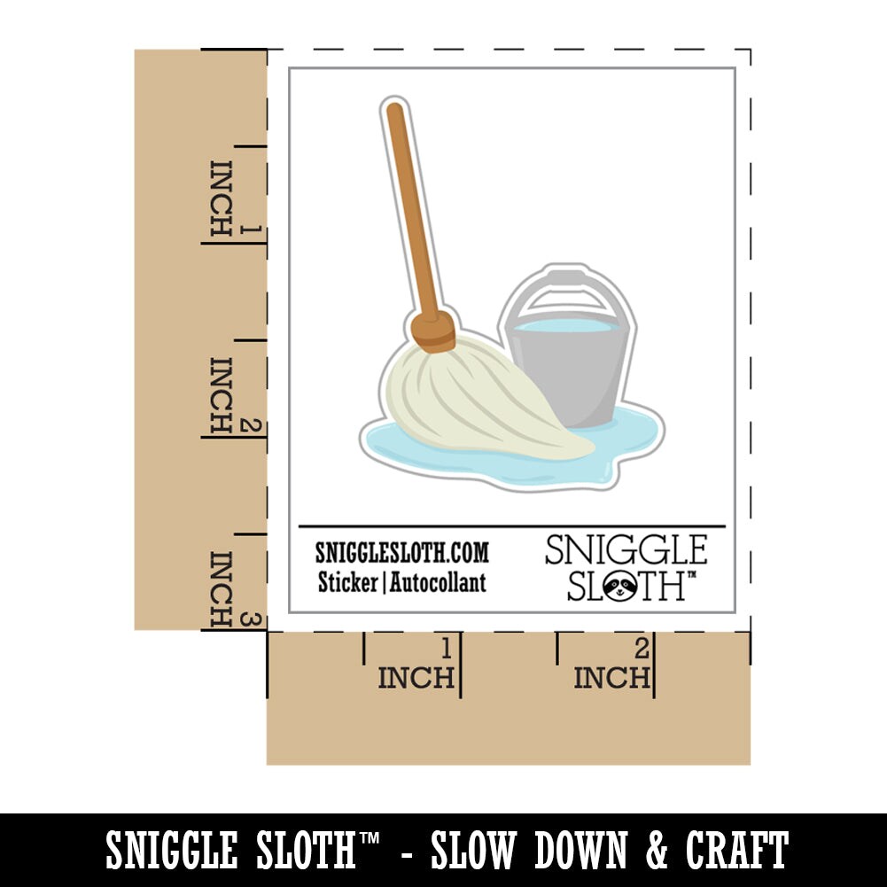 Mop and Bucket Cleaning Waterproof Vinyl Phone Tablet Laptop Water ...