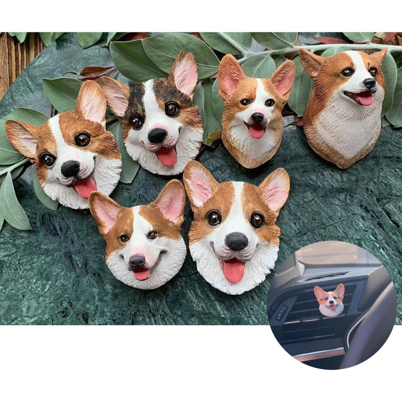 Pembroke Welsh Corgi Realistic 3D Sculpture Portrait, Car AC Vent Clip ...