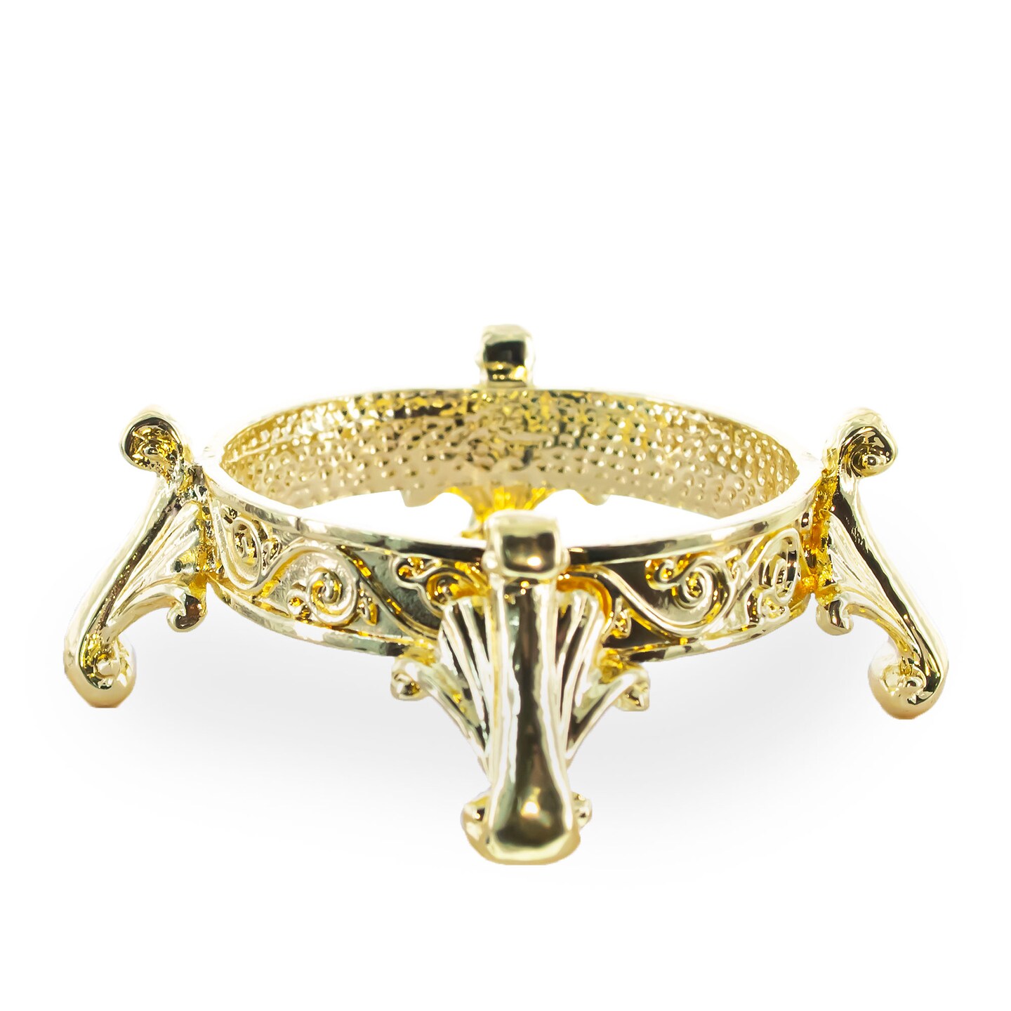 Scroll Four-legged Gold Tone Metal Egg Sphere Stand Holder Display ...