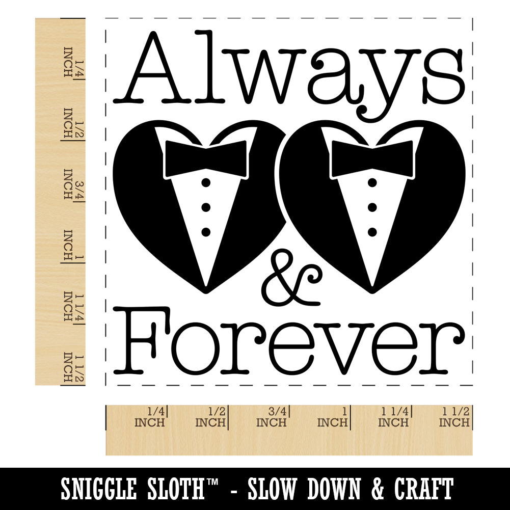 Mr and Mr Always and Forever Wedding Tuxedo Hearts Self-Inking Rubber ...
