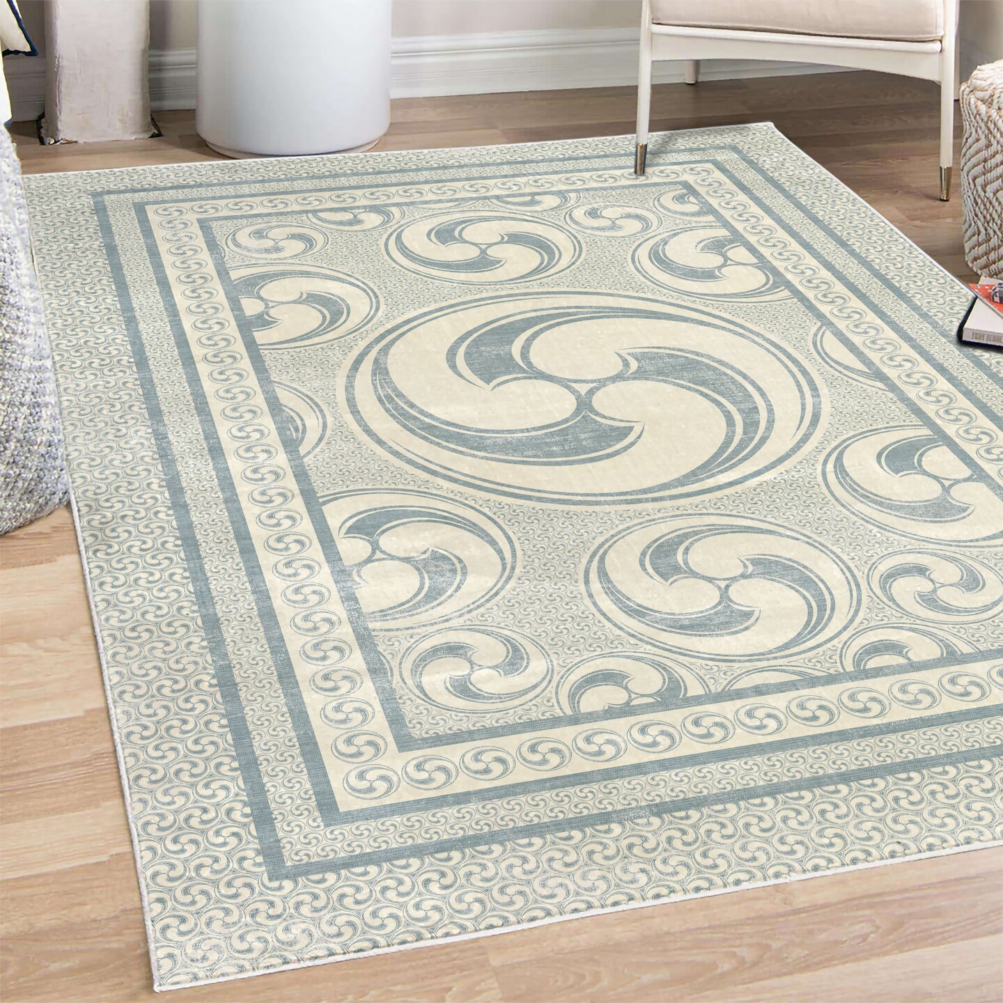 Ambesonne Geometric Decorative Rug, Whirling Look Abstract Circle ...