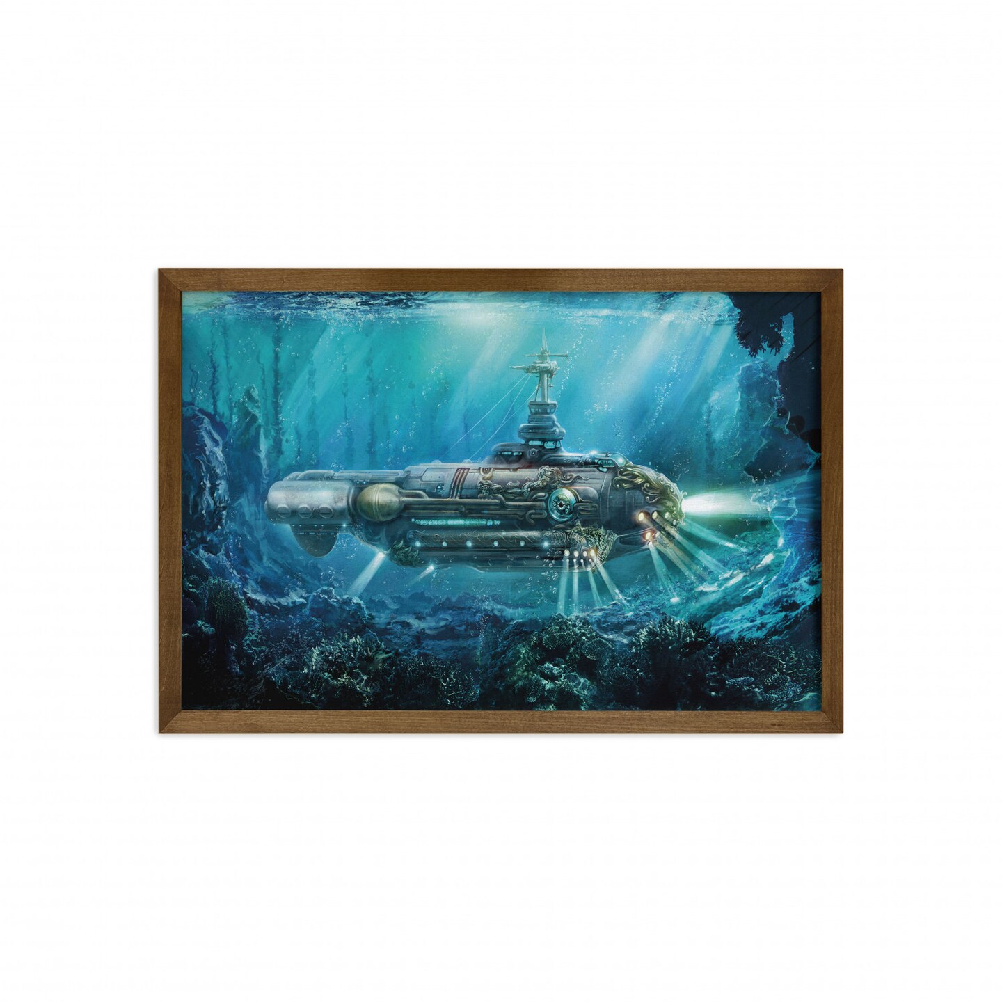Ambesonne Fantasy Framed Wall Art, Science Fiction Inspired Submarine ...