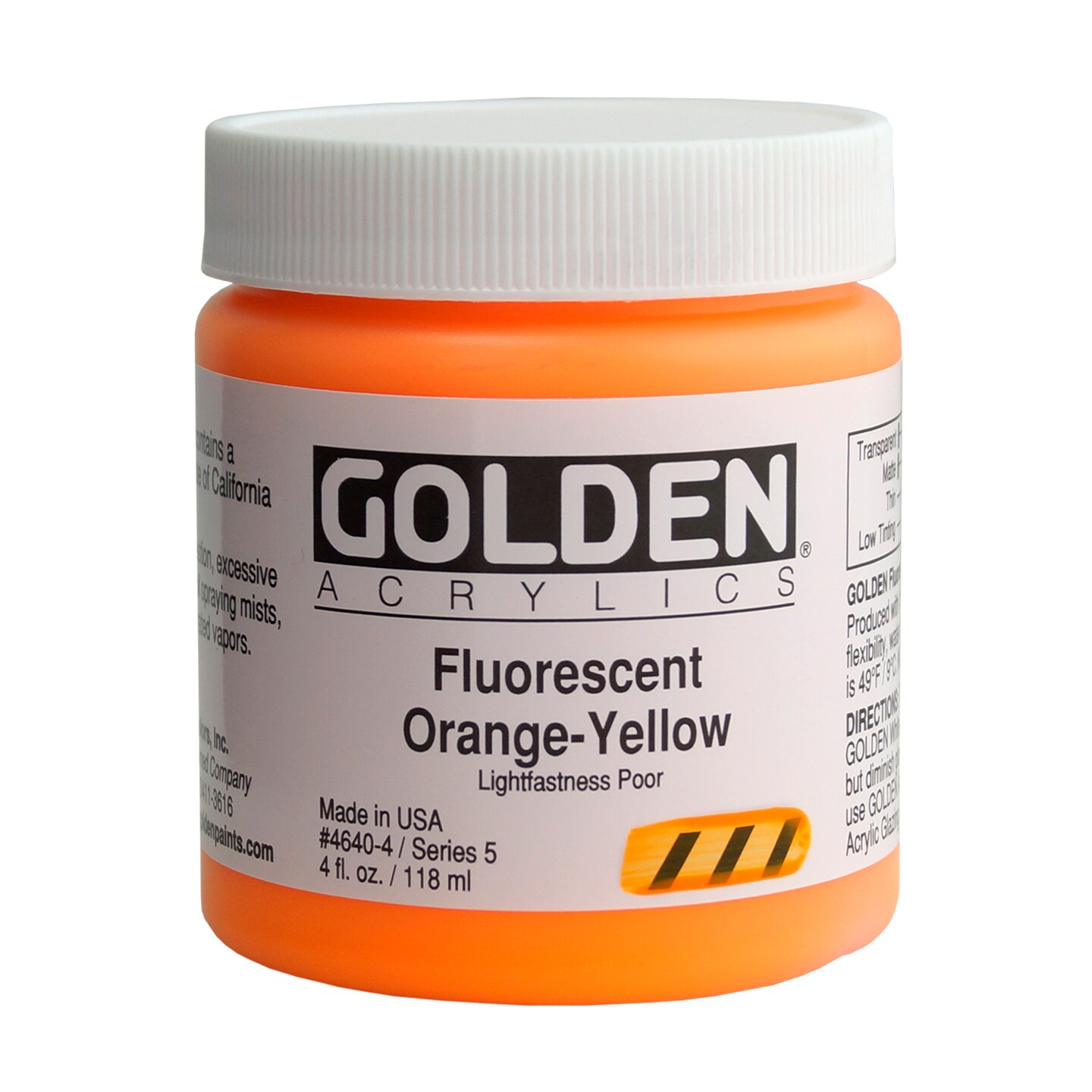 Golden® Fluorescent Acrylic Color, 4 Oz., Fluorescent Orange Yellow ...