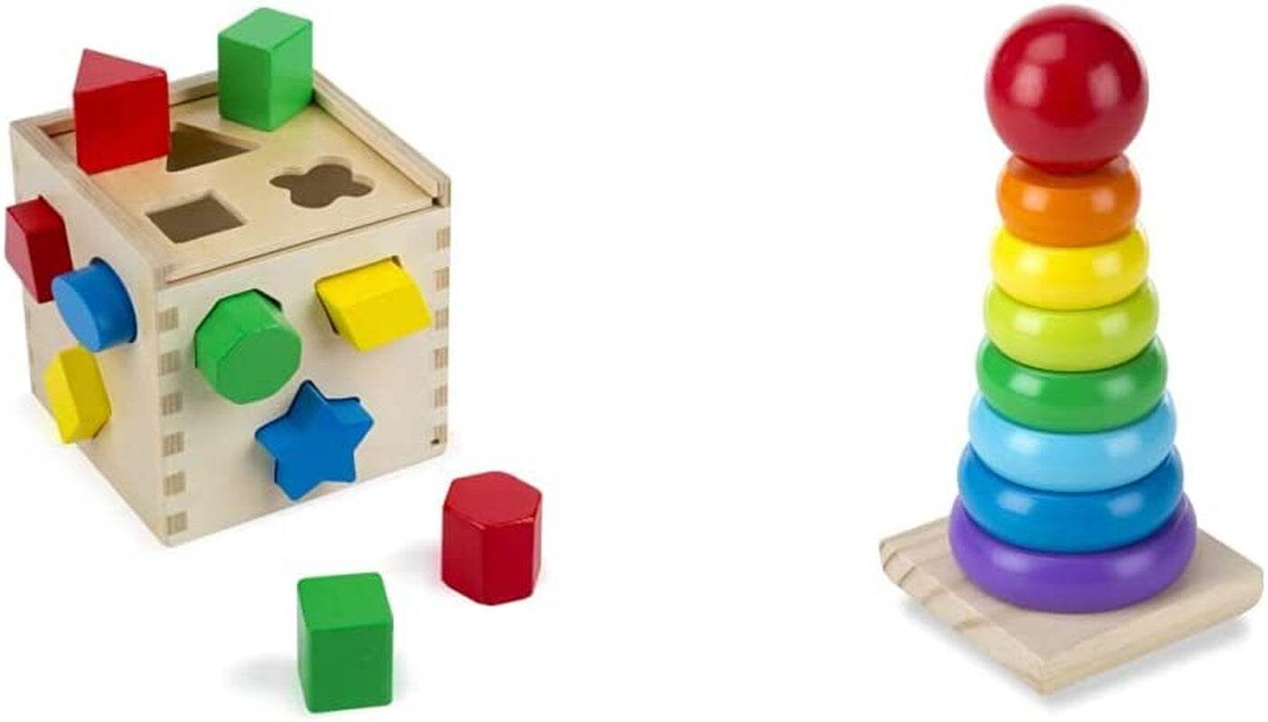 Montessori Sorting Toy Wooden Shape Sorting Cube Toy - 13 Piece ...