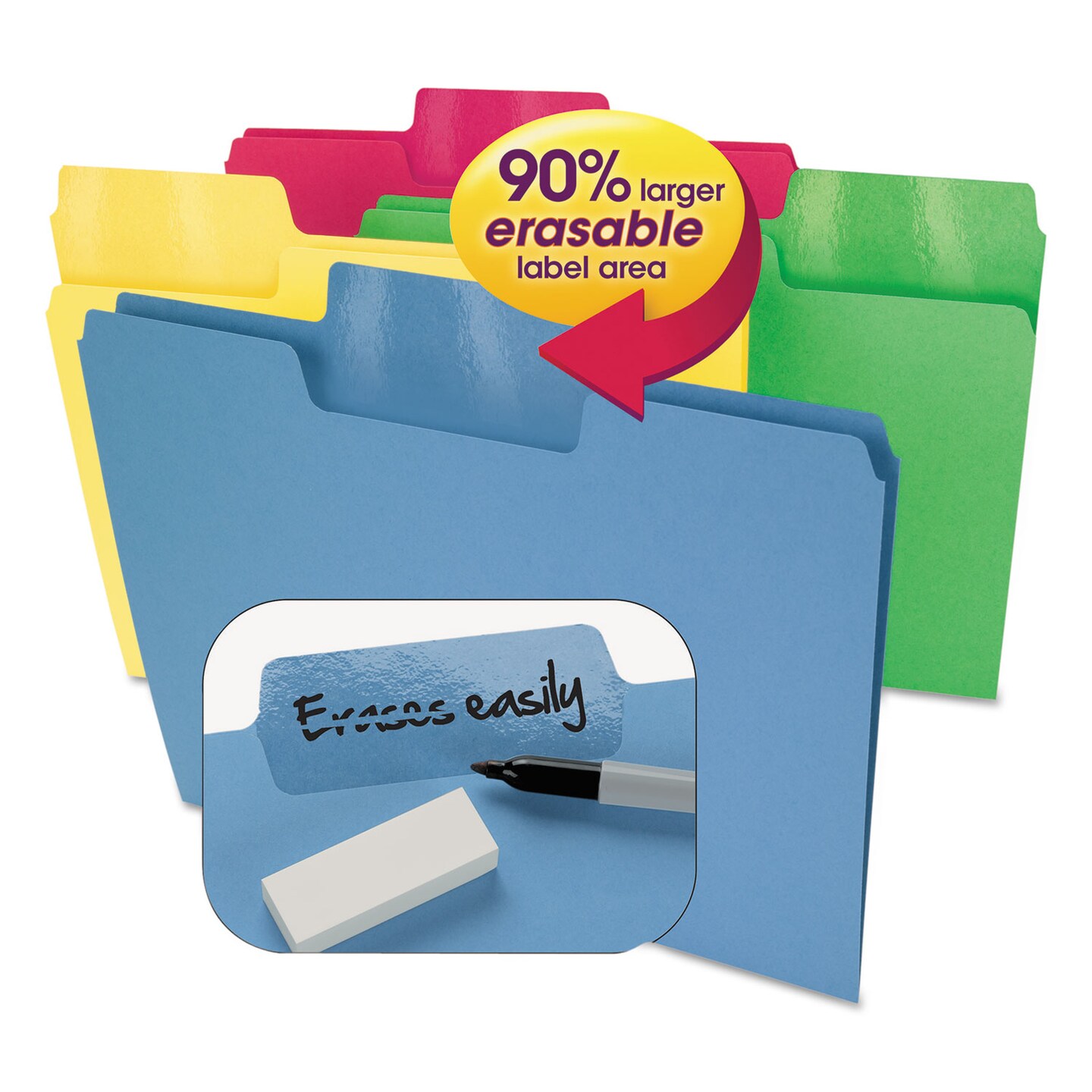 Smead Erasable SuperTab File Folders 1/3-Cut Tabs Letter Size Assorted ...