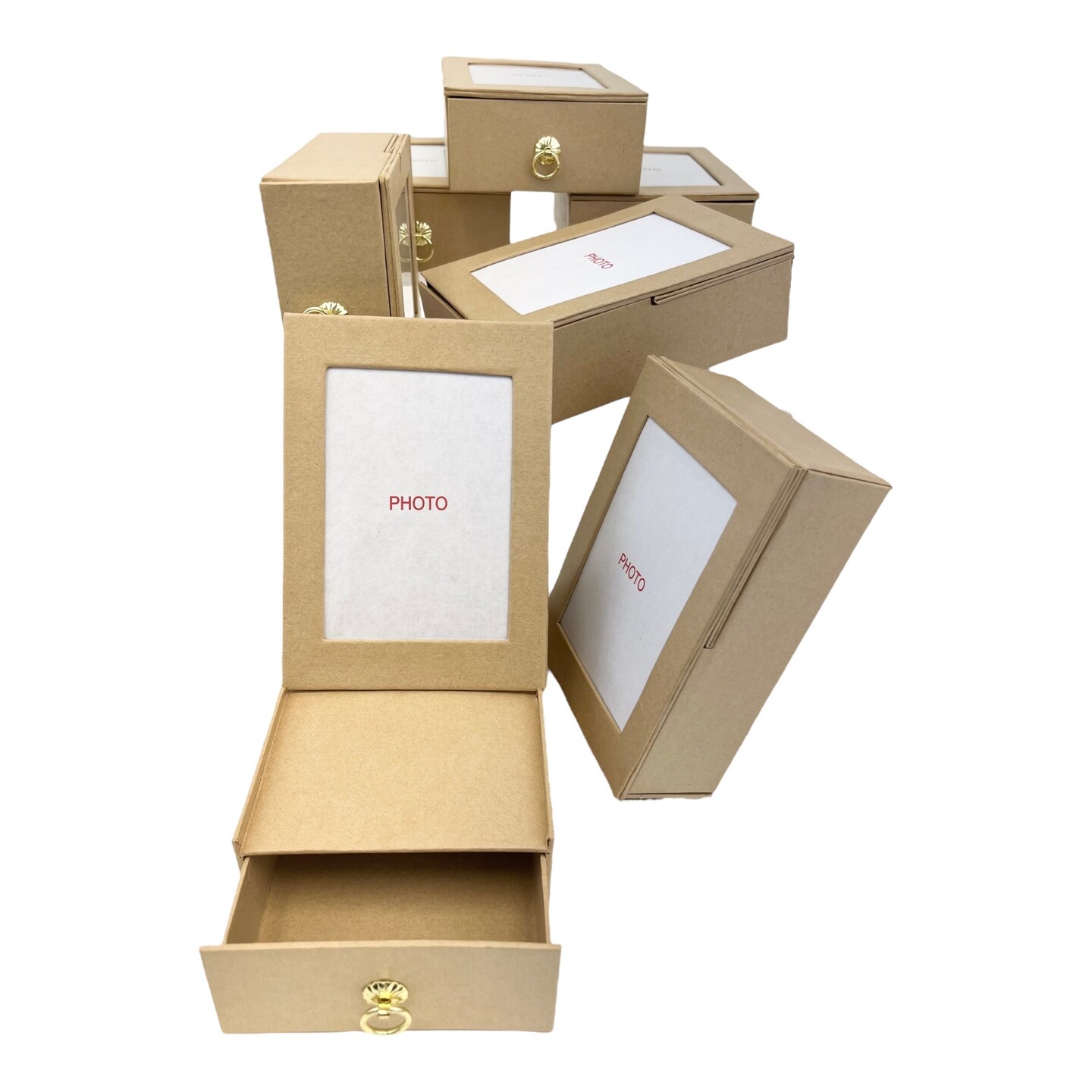 Value Pack of 36 Jewelry Photo Box With Drawer and Gold Finish Pull ...