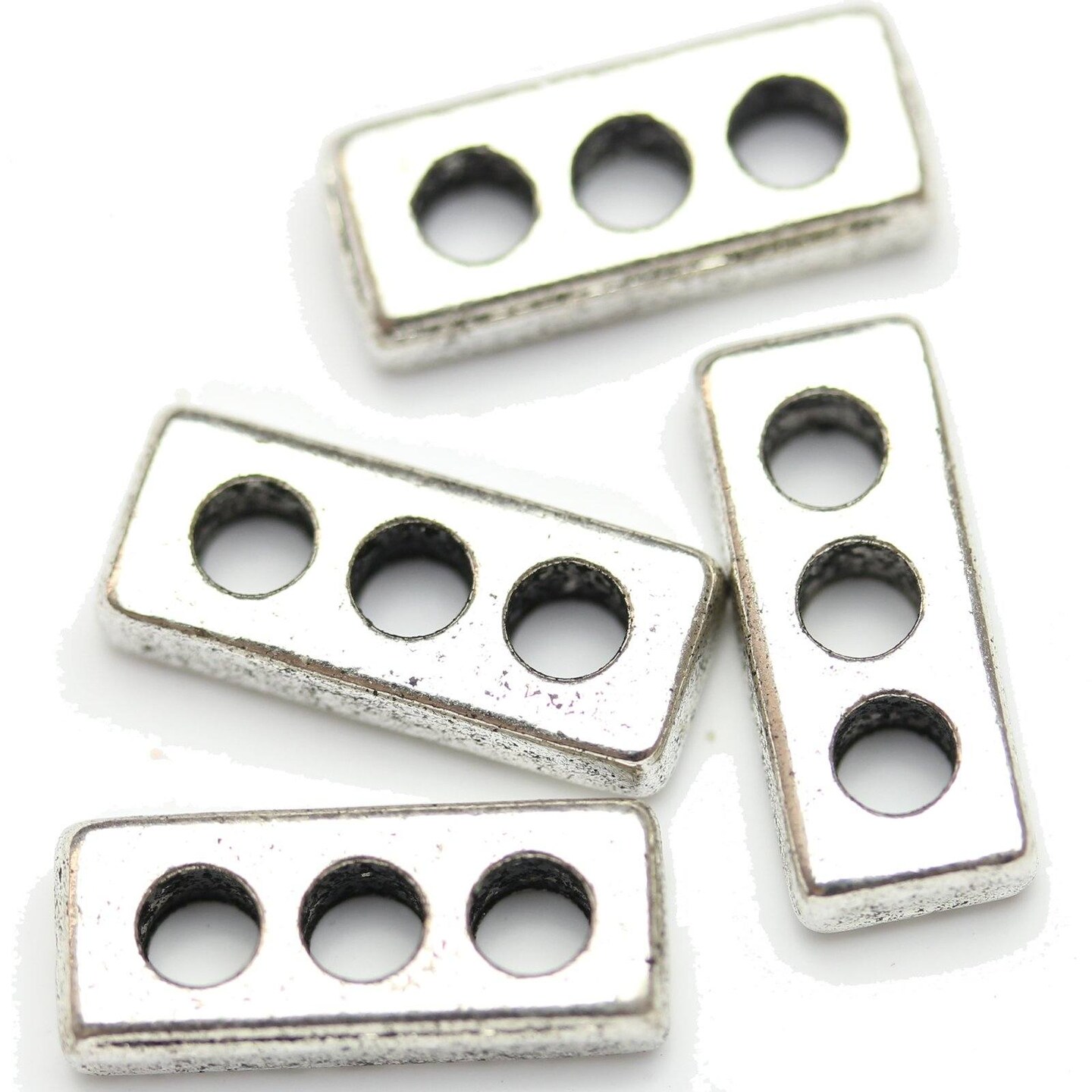 Antique Silver Plated 3-Hole Spacer Bead Rectangle 7x16mm | Michaels