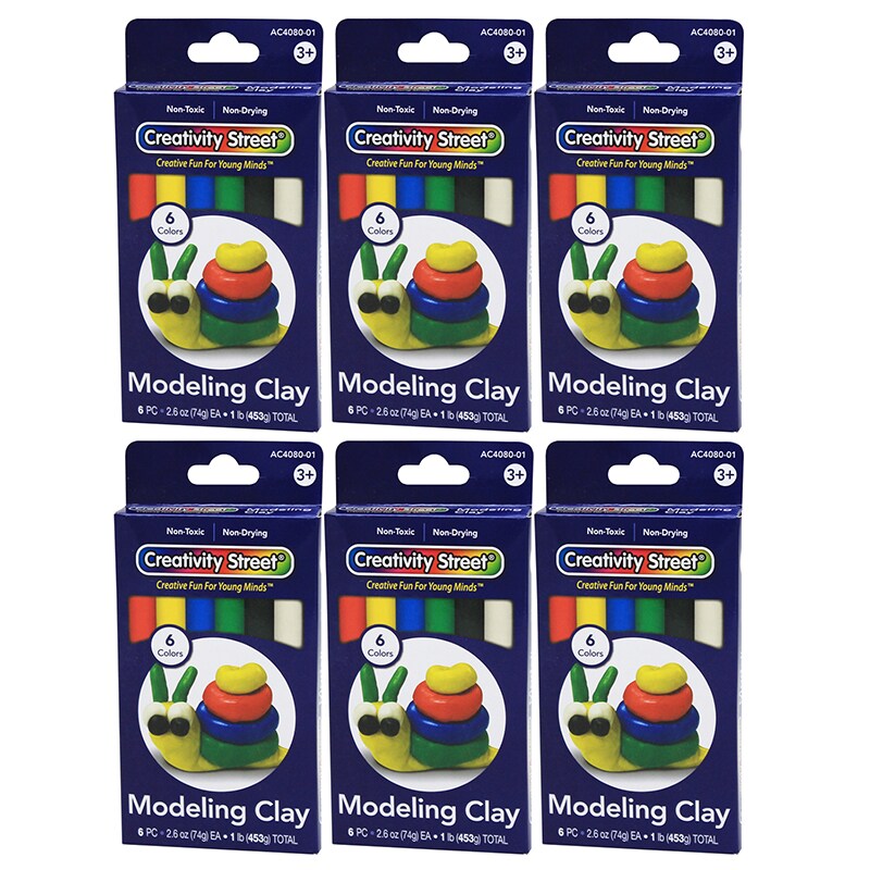 Extruded Modeling Clay, 6 Assorted Colors, 6 Sticks/1 lb. Per Pack, 6 ...