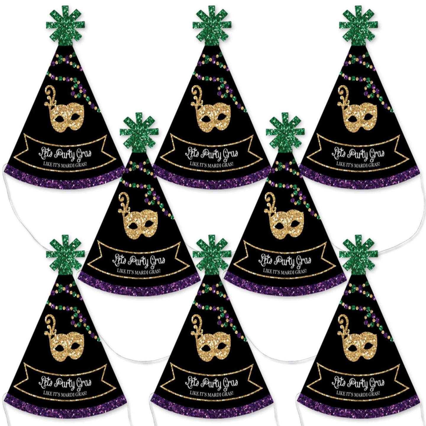 Big Dot of Happiness Mardi Gras - Mini Cone Masquerade Party Hats ...