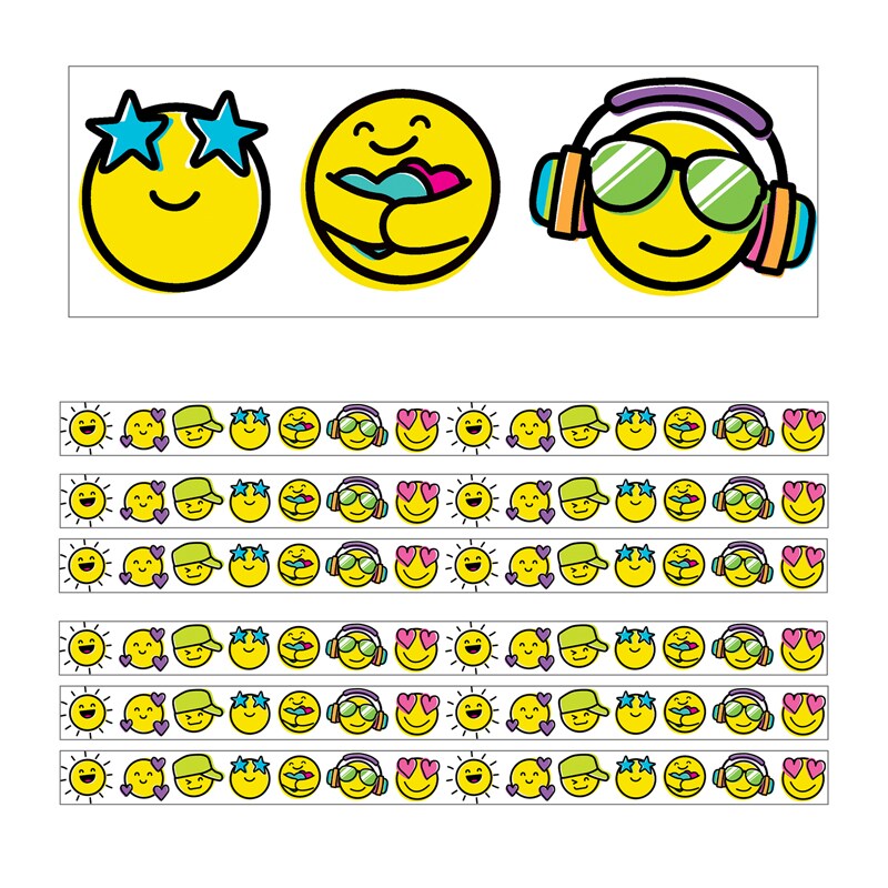 Kind Vibes Smiley Faces Straight Borders, 36 Feet Per Pack, 6 Packs ...