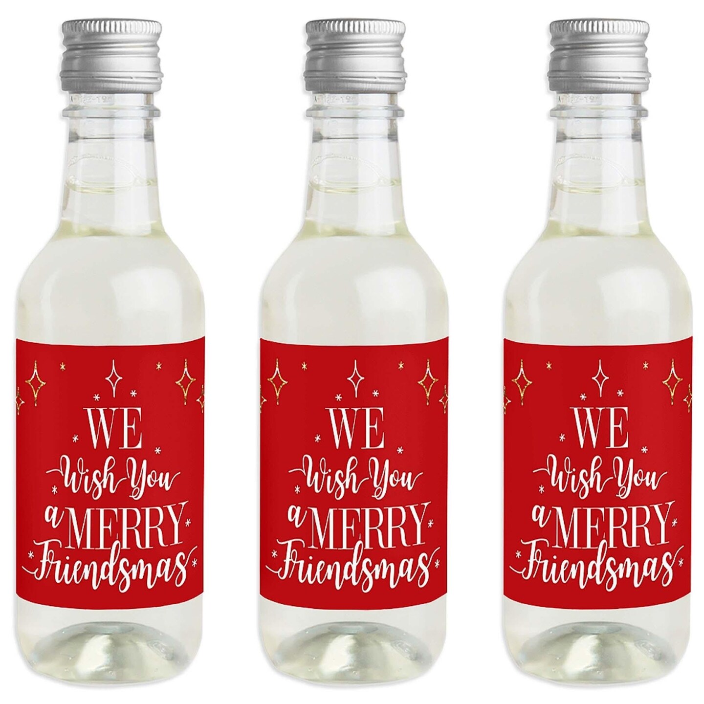 Big Dot of Happiness Red and Gold Friendsmas - Mini Wine and Champagne ...