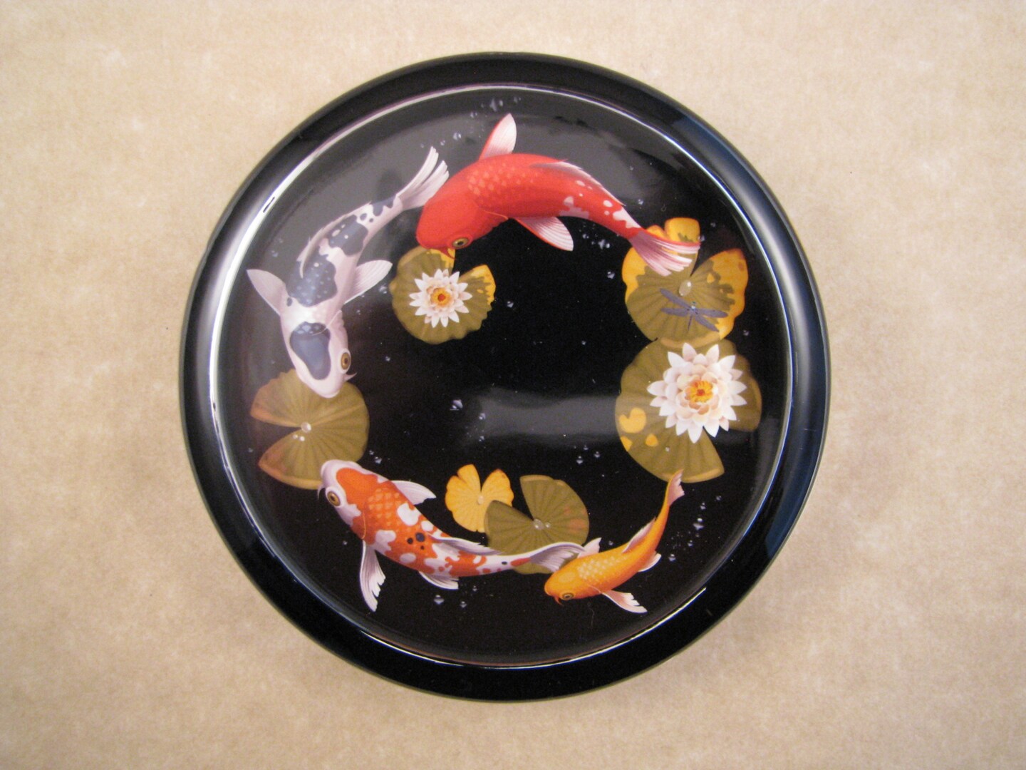 Koi Paperweight, Water Lily Paperweight, Fish Paperweight, Large Round ...
