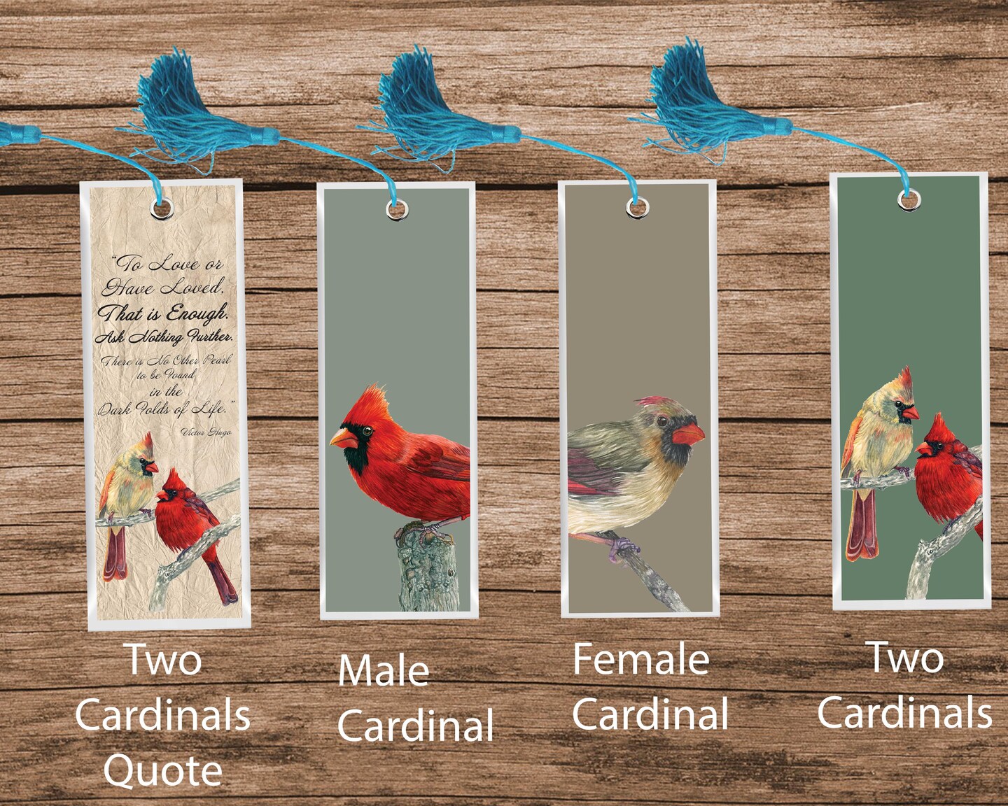Cardinal Bookmark Laminated Bookmark with Tassel Cardinal Bird Bookmark Reader Gift Watercolor ...