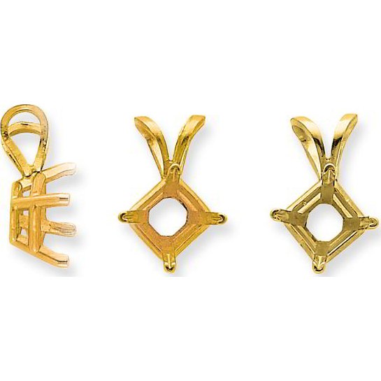 14K Gold 4 Prong Princess Pendant Setting 4.5mm | Michaels