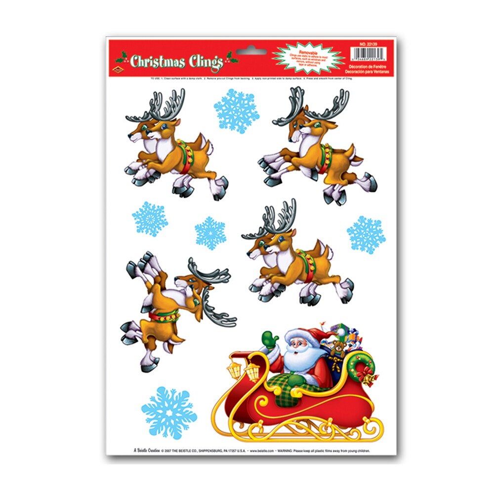 Beistle Santa and Sleigh Clings 12" X 17" Sheet - 12 Pack | Michaels