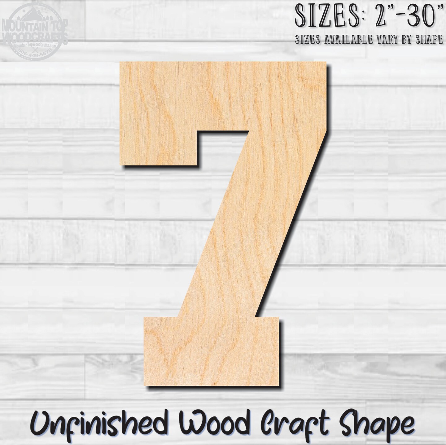 Varsity Number 7 Sports Unfinished Wood Shape Blank Laser Engraved ...