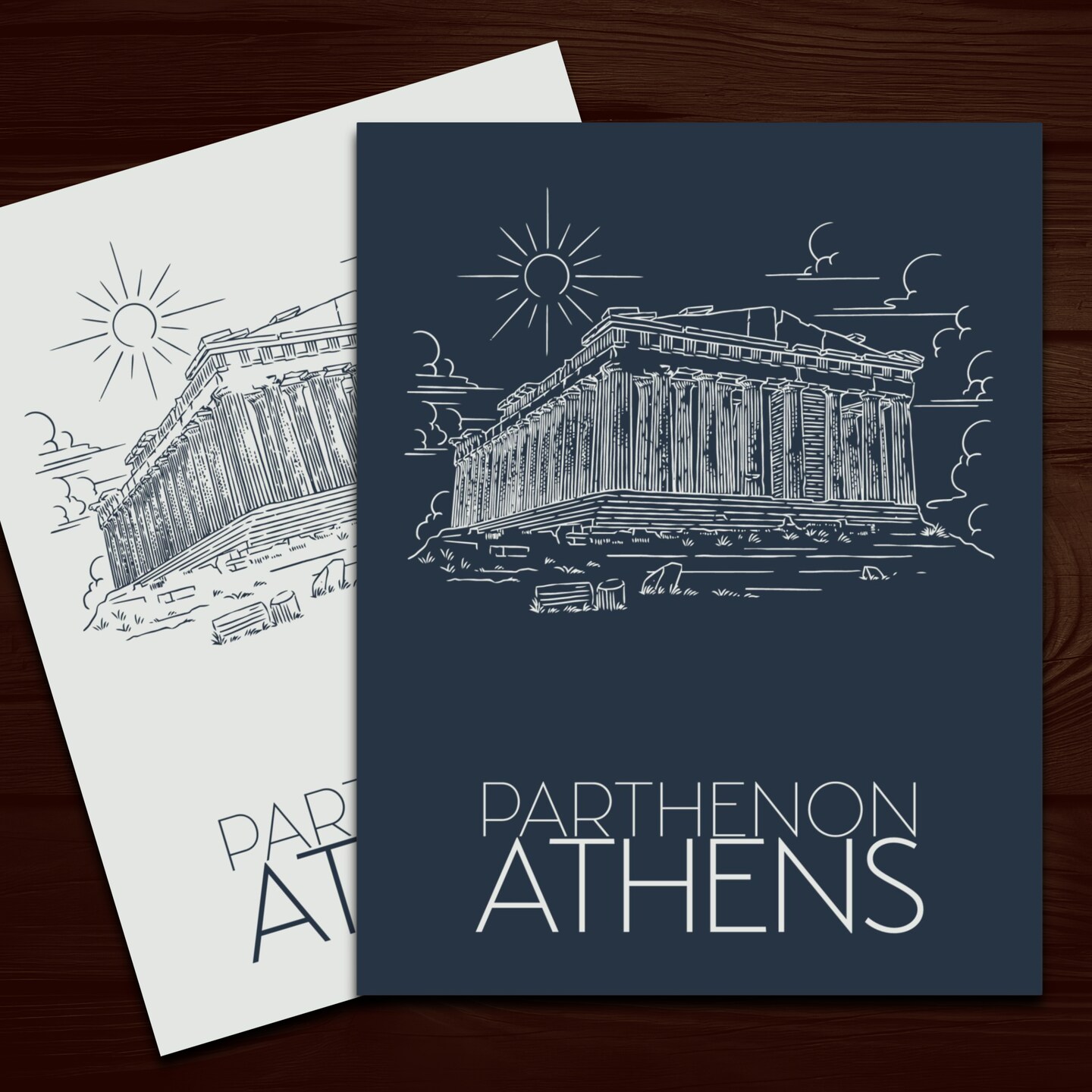 Parthenon Athens Poster | Minimalist Greek Landmark Art | Travel-Inspired Wall Decor | Classical ...