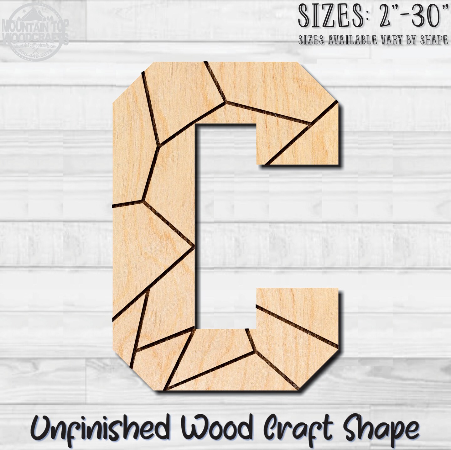 Coloring Letter C Unfinished Wood Shape Blank Laser Engraved Cutout ...