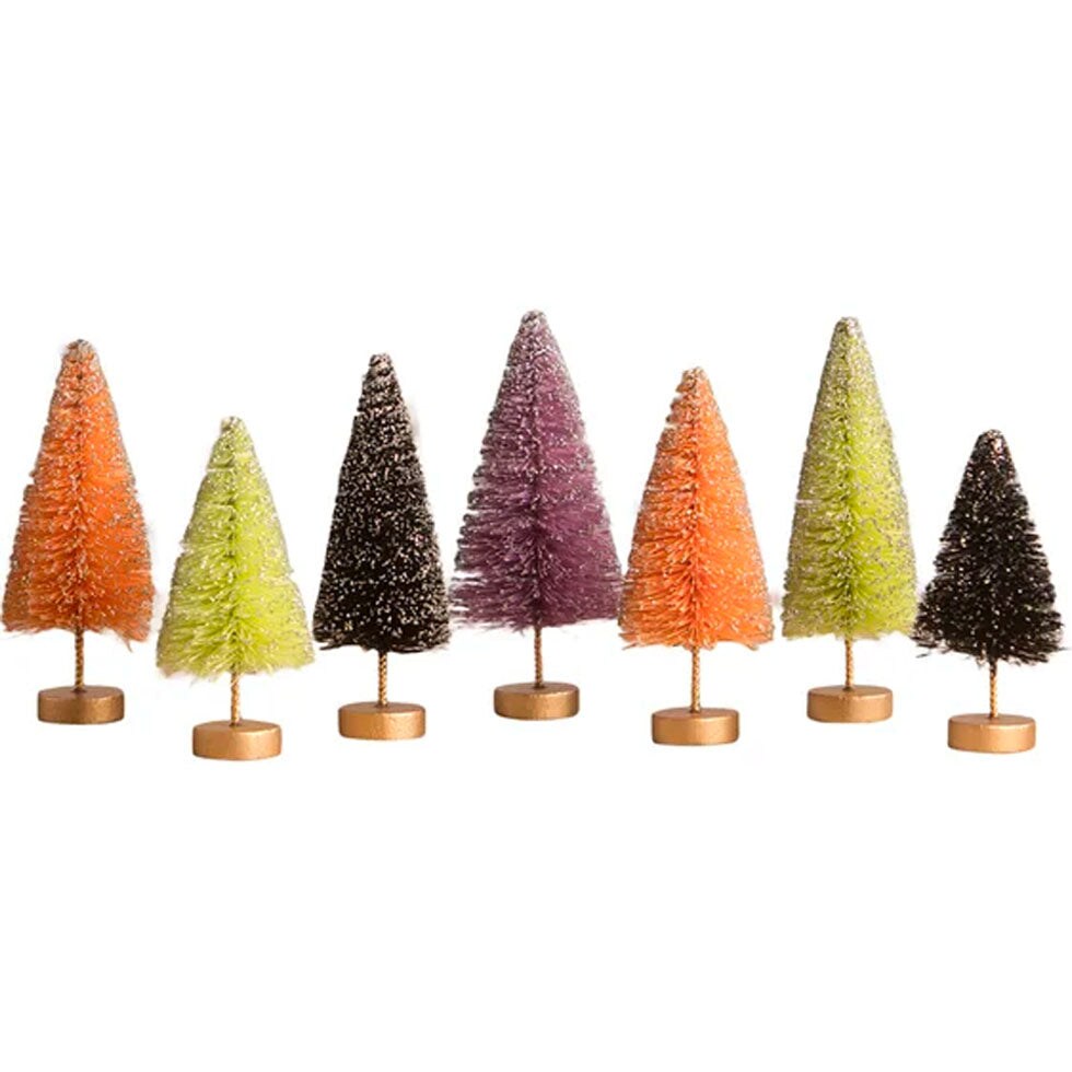 Neon Halloween Mini Trees in Box - Set of 7 | Michaels