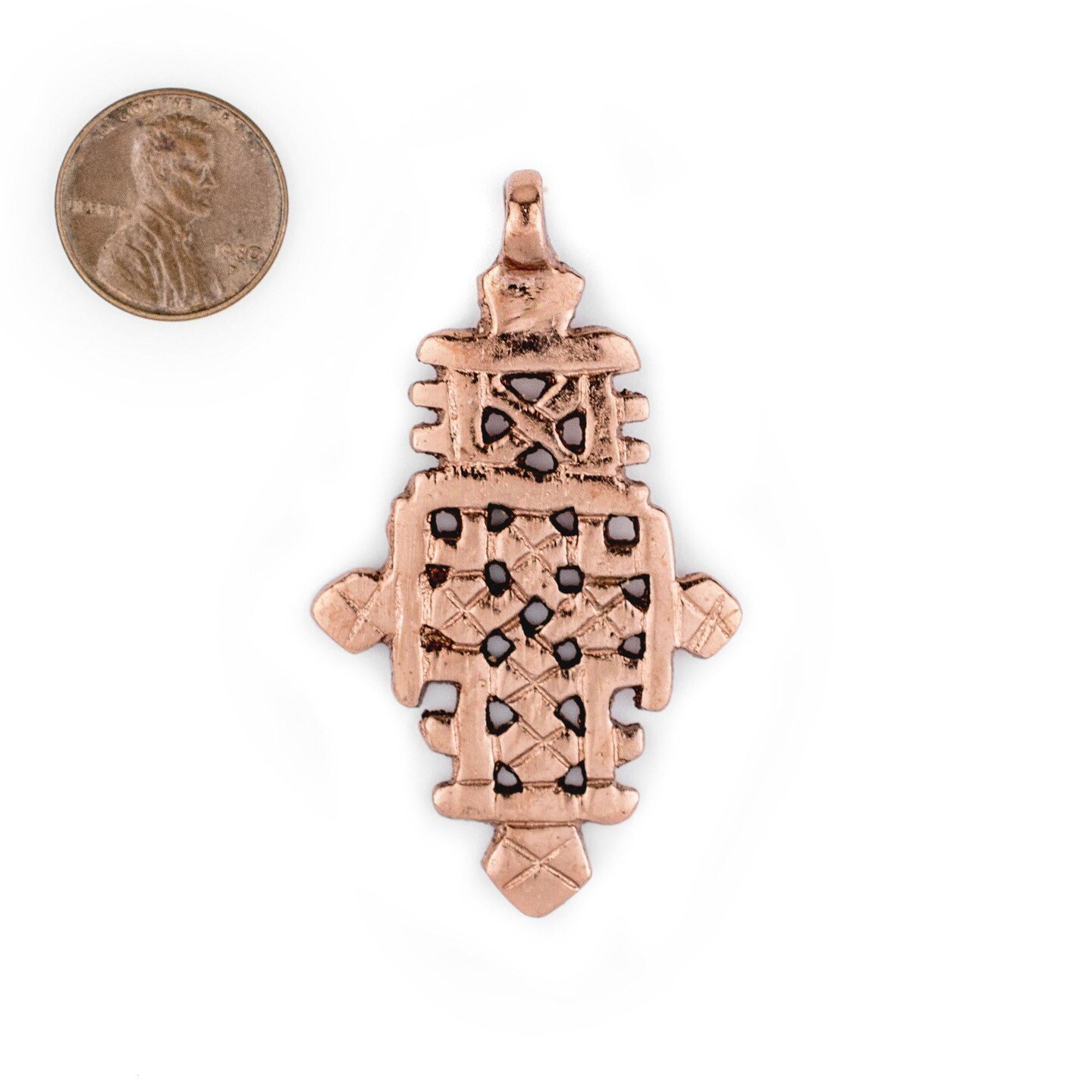 Copper Coptic Cross Pendant (60x34mm): Authentic Ethiopian East African ...