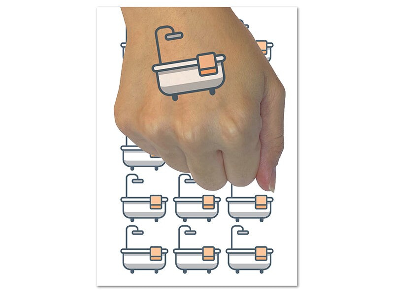 Bathtub Shower with Towel Outline Temporary Tattoo Water Resistant Fake ...