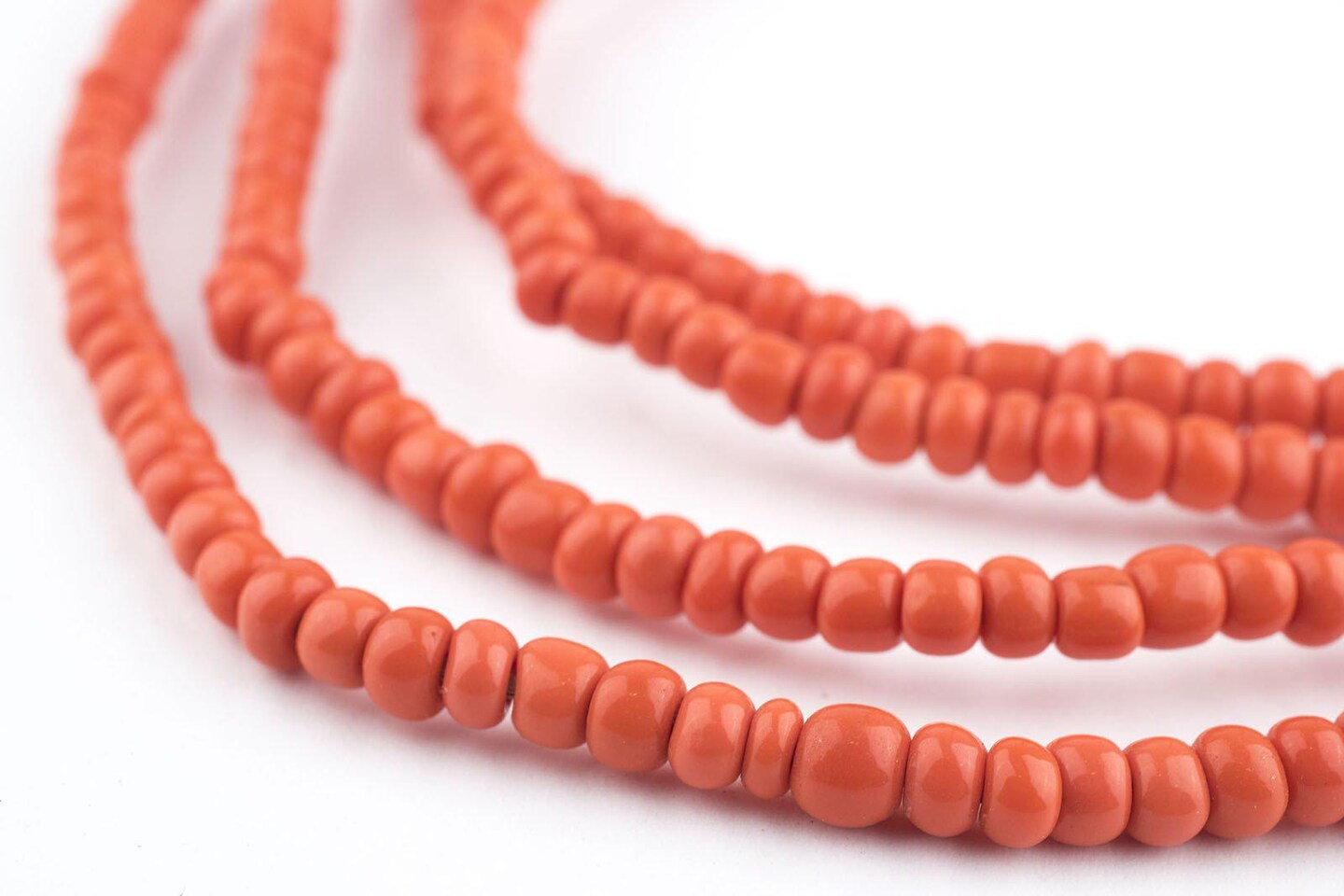 TheBeadChest Terracotta Red Ghana Glass Beads (2 Strands), Ghanaian ...