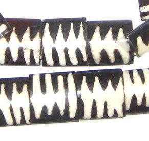 TheBeadChest Inverted Zebra Design Batik Bone Beads Flags 21mm Kenya ...