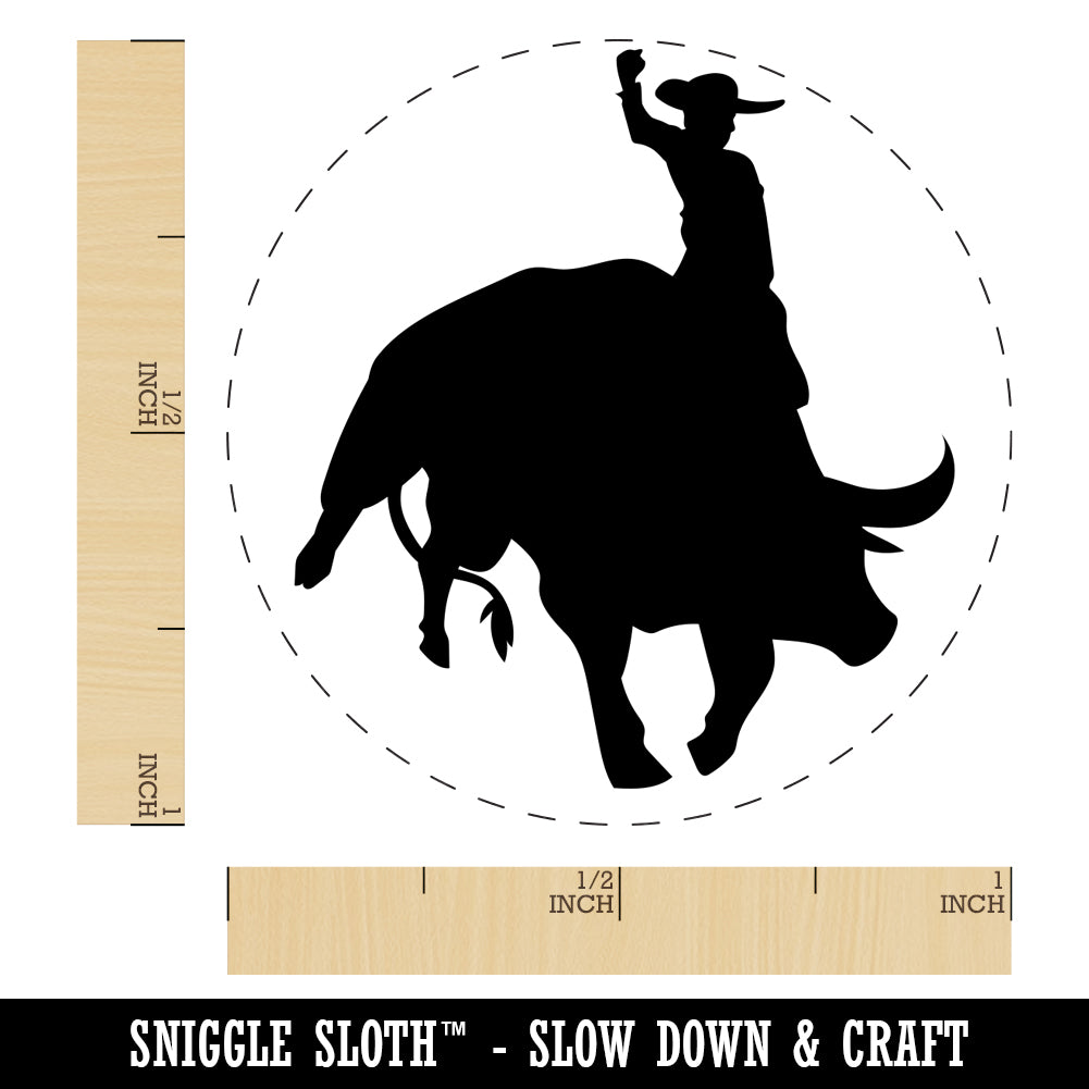 Rodeo Cowboy Riding on Bucking Bull Self-Inking Rubber Stamp for ...