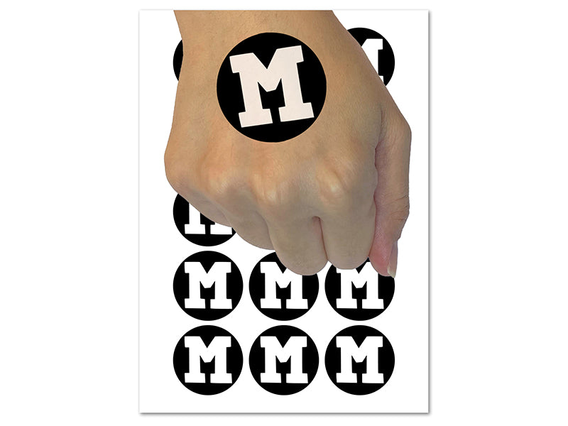 Letter M Uppercase Fun Bold Font Temporary Tattoo Water Resistant Fake ...