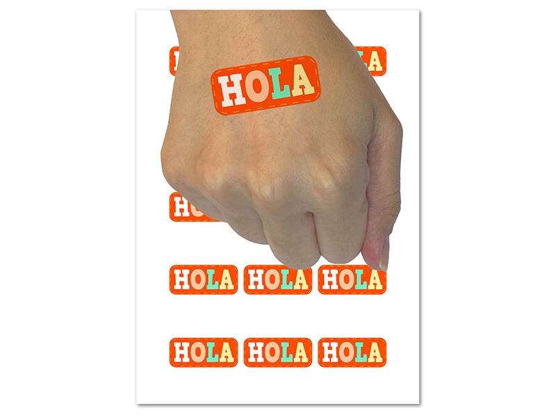 Hola Spanish Hi Hello Temporary Tattoo Water Resistant Fake Body Art ...