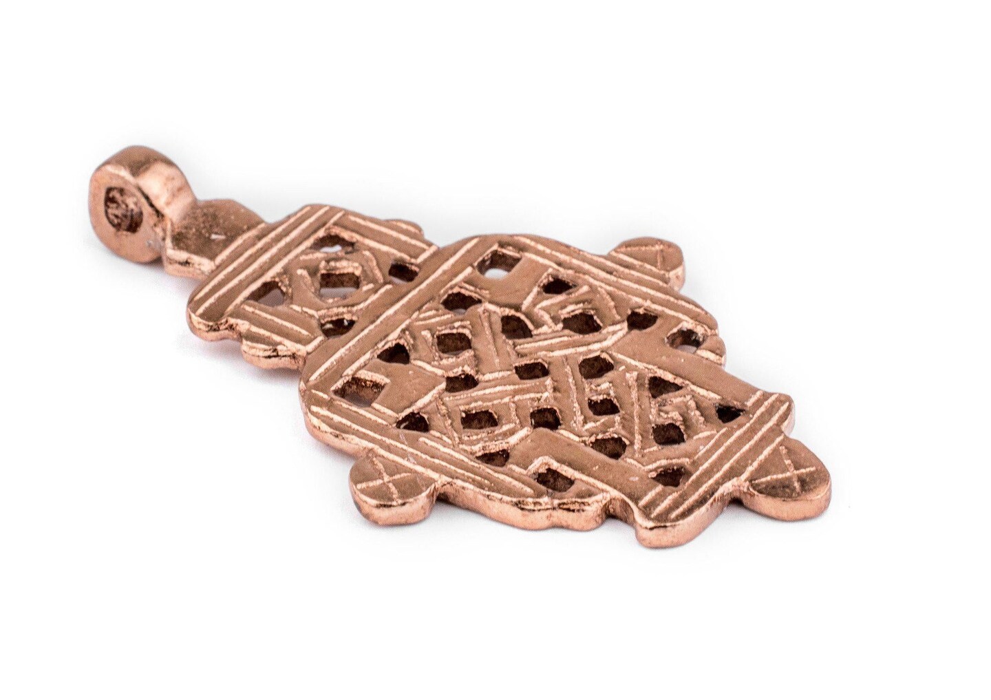 Copper Coptic Cross Pendant (63x36mm): Authentic Ethiopian East African ...