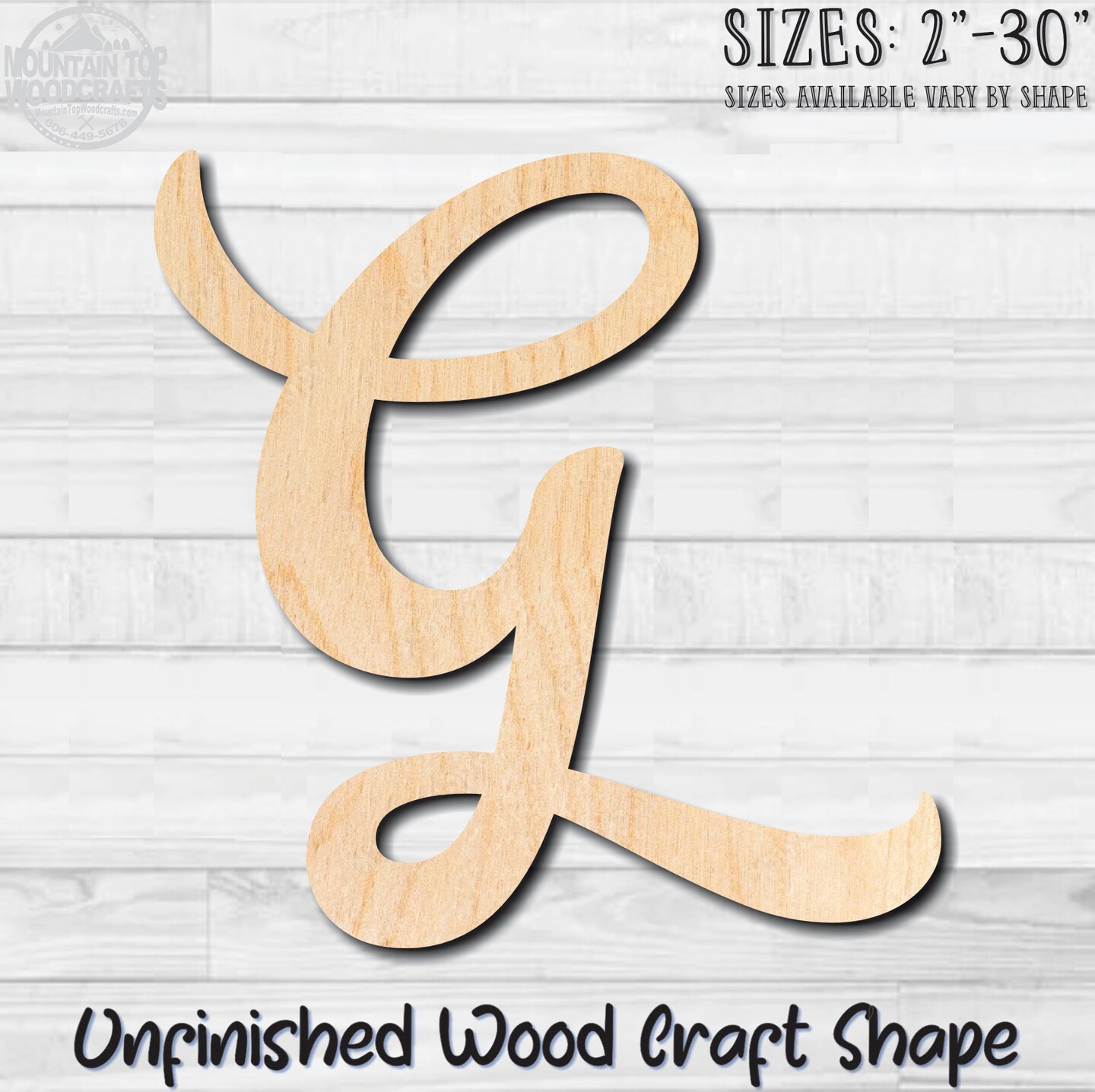 Script Letter G Fancy Unfinished Wood Shape Blank Laser Engraved Cutout ...