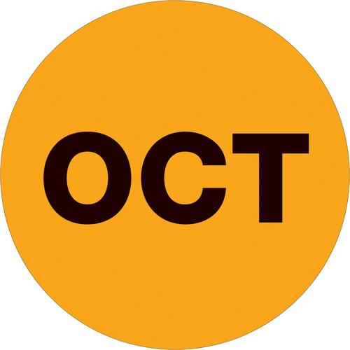 Tape Logic Months of the Year Labels, "OCT", 1" Circle, Fluorescent ...
