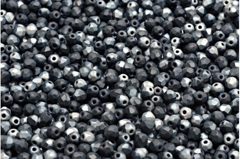 3mm Czech Fire Polish Beads, Jet Chrome Matte, 50 pieces | Michaels