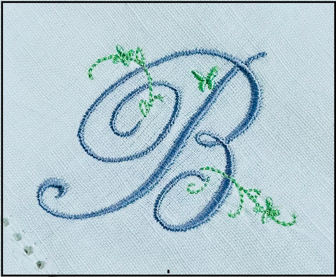 6 Monogram, Embroider, Napkins, Set of 6, white hemstitch, Linen Cotton ...