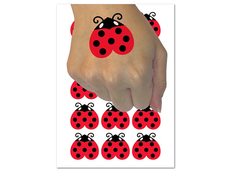 Love Bug Heart Shaped Ladybug Temporary Tattoo Water Resistant Fake ...