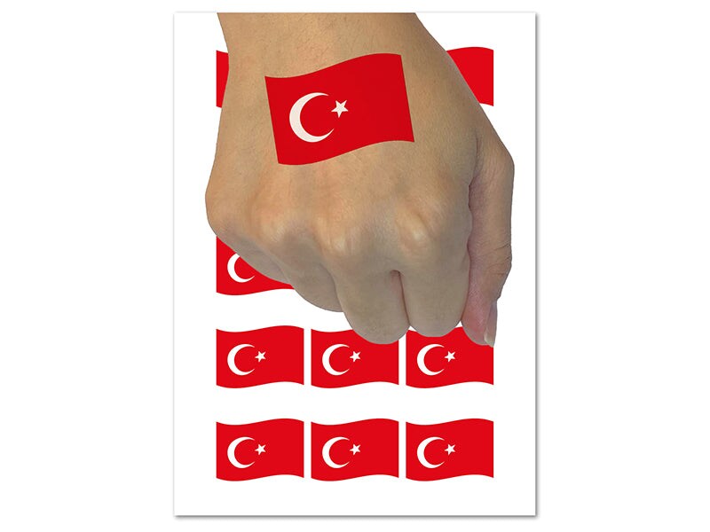 Turkey with Waving Flag Cute Temporary Tattoo Water Resistant Fake Body ...