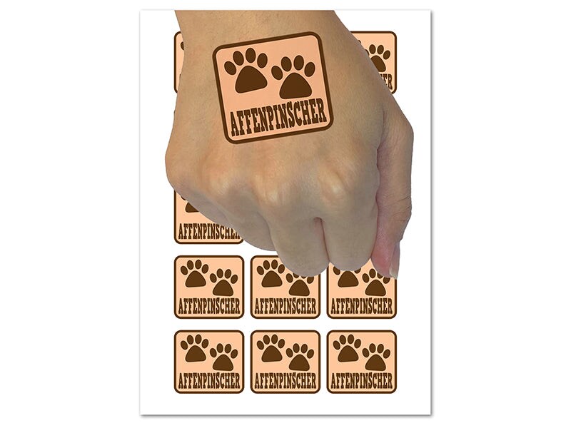 Affenpinscher Dog Paw Prints Fun Text Temporary Tattoo Water Resistant ...