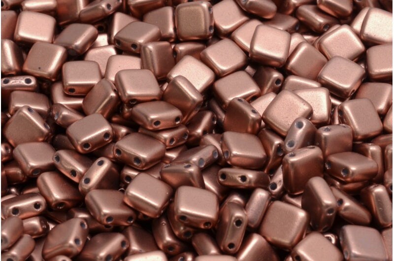 6mm Square Glass Czech Two Hole Tile Bead, Copper Gold Matte | Michaels