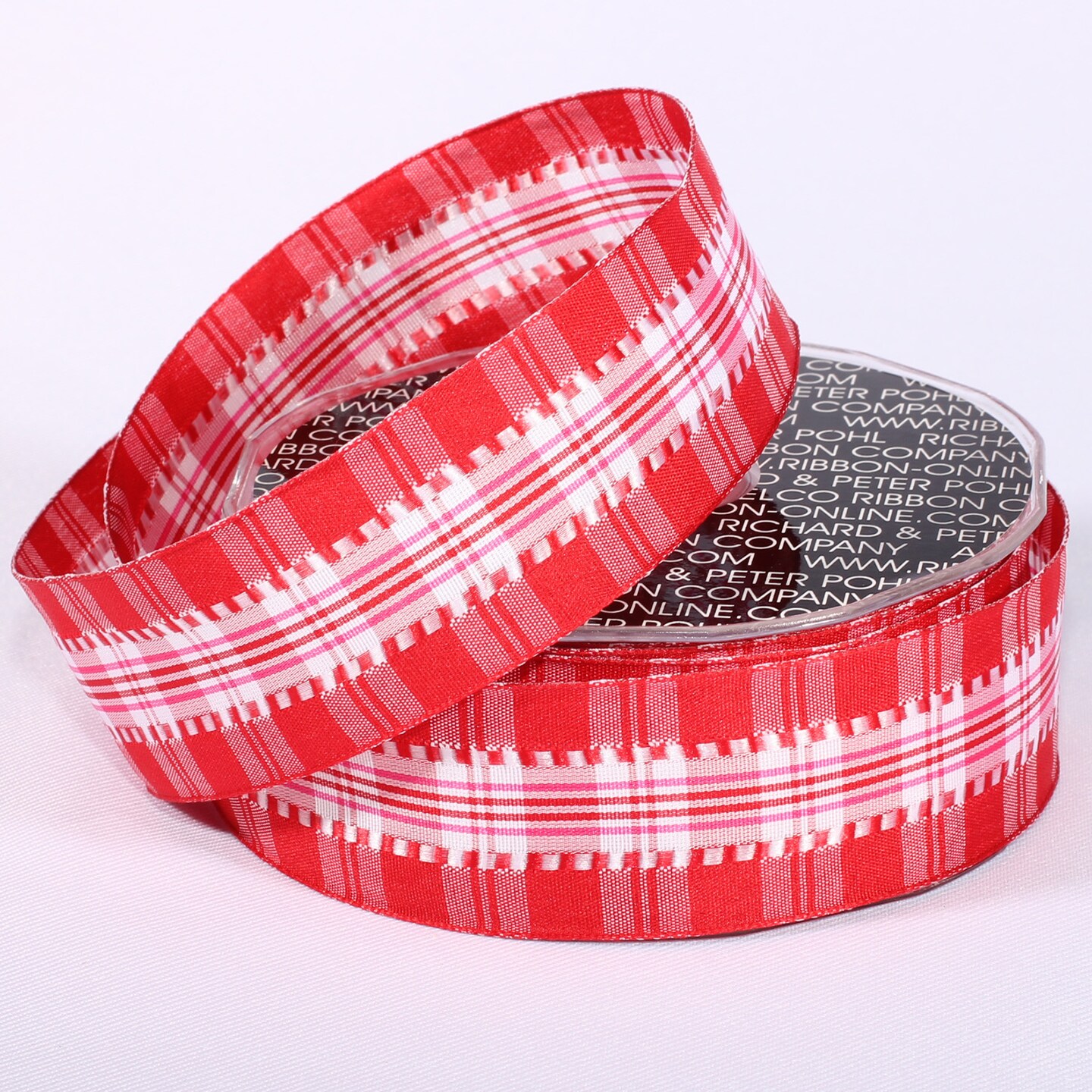 The Ribbon People White and Red Summer Plaid Wired Craft Ribbon 1.5" x ...
