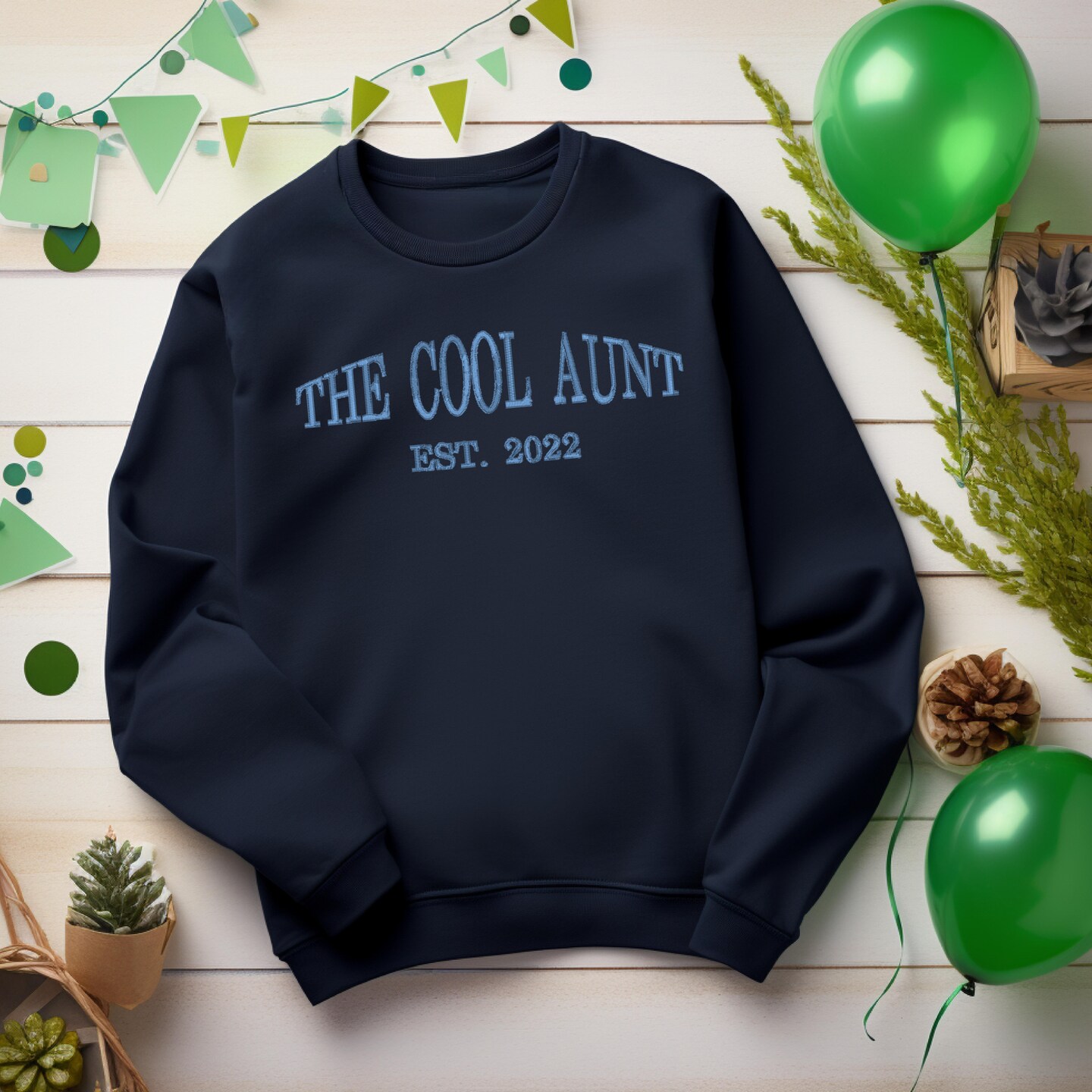 Cool Aunt Embroidered Sweatshirt Soft Comfy Sweater Personalized Date ...