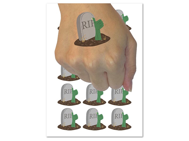Zombie Thumbs Up Tombstone Grave Temporary Tattoo Water Resistant Fake ...