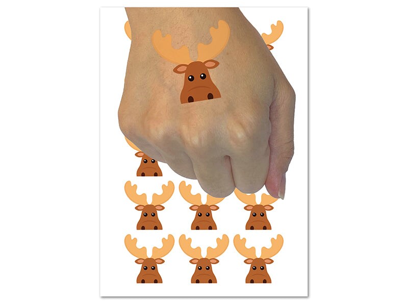 Peeking Moose Temporary Tattoo Water Resistant Fake Body Art Set ...