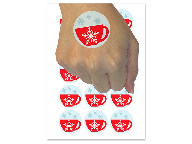 Tea Coffee Cup Snowflake Details Winter Temporary Tattoo Water ...